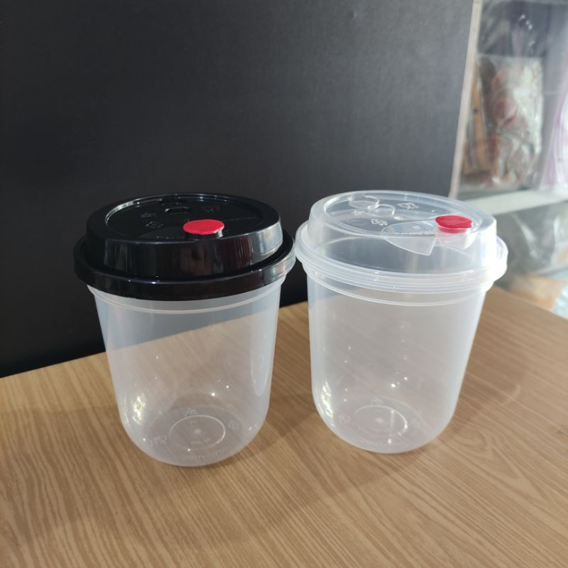 Jual Gelas Plastik PP Cup Injection 12 Oz Oval 380ml + Stopper + Tutup ...