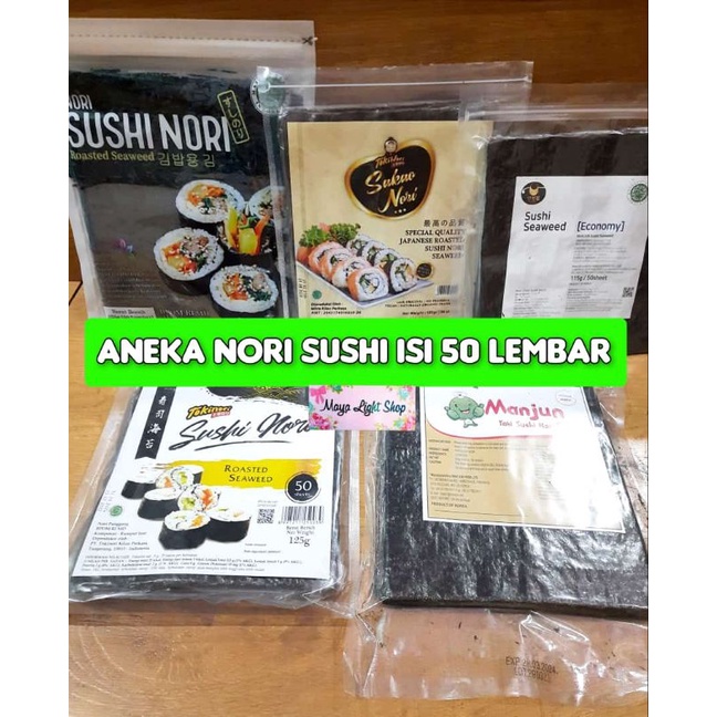 Jual Nori sushi 50 lembar manjun tokinori sakao sushi nori halal murah ...