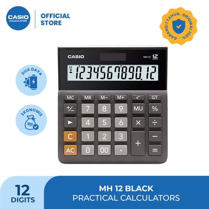 Jual TERUJI Casio Calculator MH-12 Black - 12 Digit | Shopee Indonesia