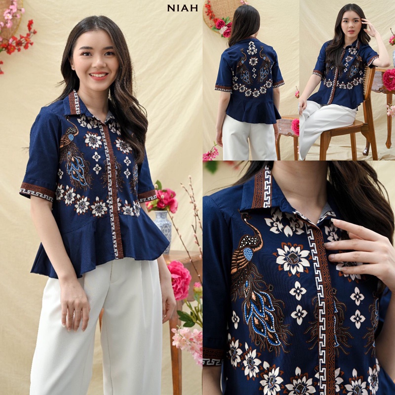 Jual Evercloth Niah Kemeja Batik Wanita Modern Baju Blouse Atasan Batik Perempuan Couple