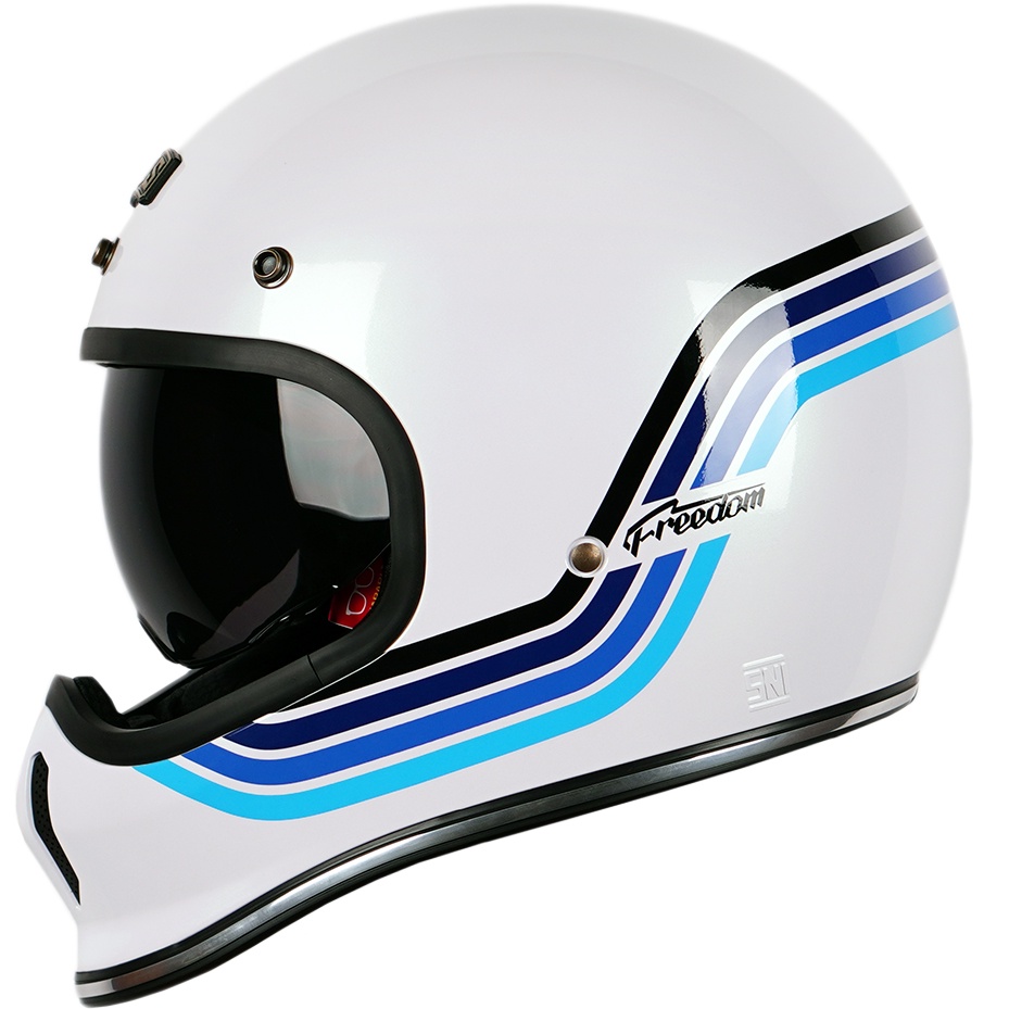 Jual NJS FREEDOM SPORTSTER White Pearl/Blue - Helm Full Face | NJS ...