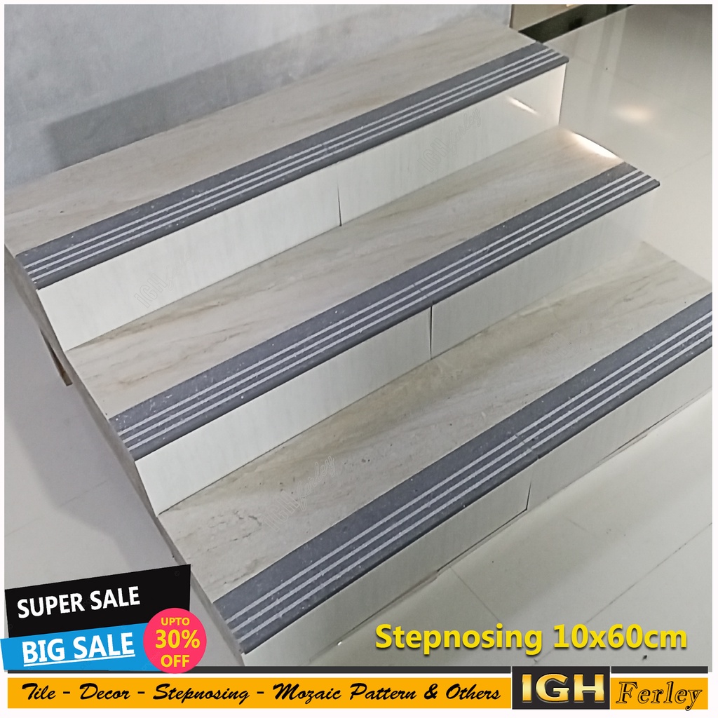 Jual Stepnosing Granit 10x60 Abu Bintik Glossy Lantai Tangga Anti selip ...