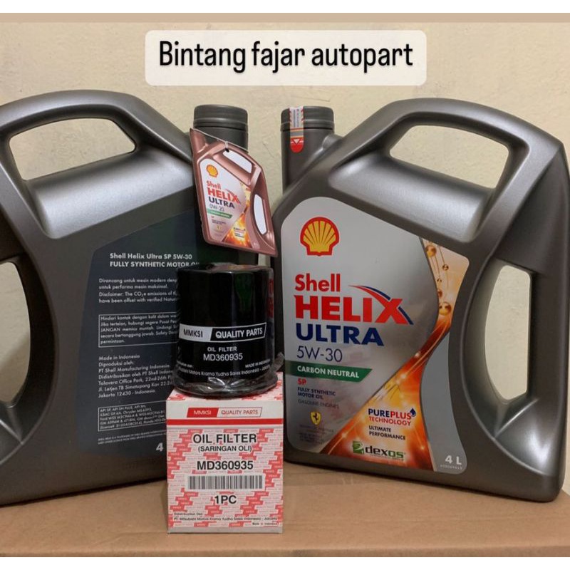 Jual Oli Shell Helix ULTRA 5W 30 4L / paket filter oli xpander Mirage ...
