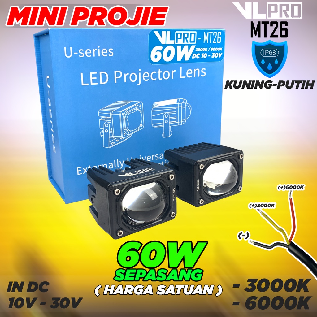 Jual Mini Projie VLPRO MT26 Foglamp Laser Gun 12V 24V Original Kuning ...
