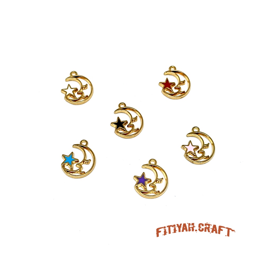 Jual Manik Charm Enamel Bulan Bintang Aksesoris Gelang Kalung Dan ...