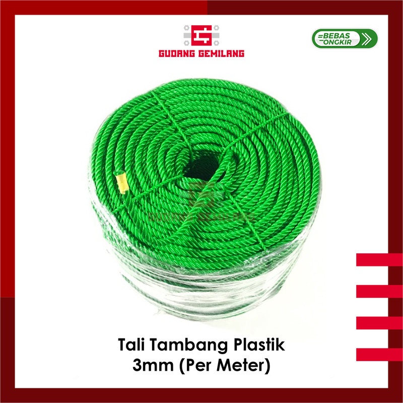 Jual Tali Tambang Tali Tampar Plastik 3mm 3 mm Warna Hijau Per Meter | Shopee Indonesia