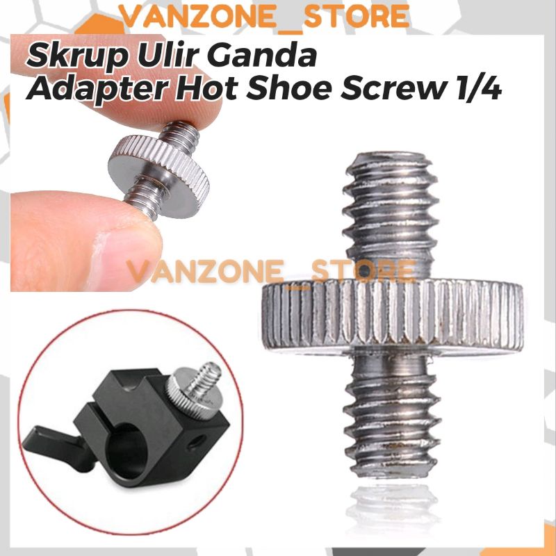 Jual Skrup Ulir Ganda Adapter Hot Shoe 1/4 Male to 1/4 Male Thread ...