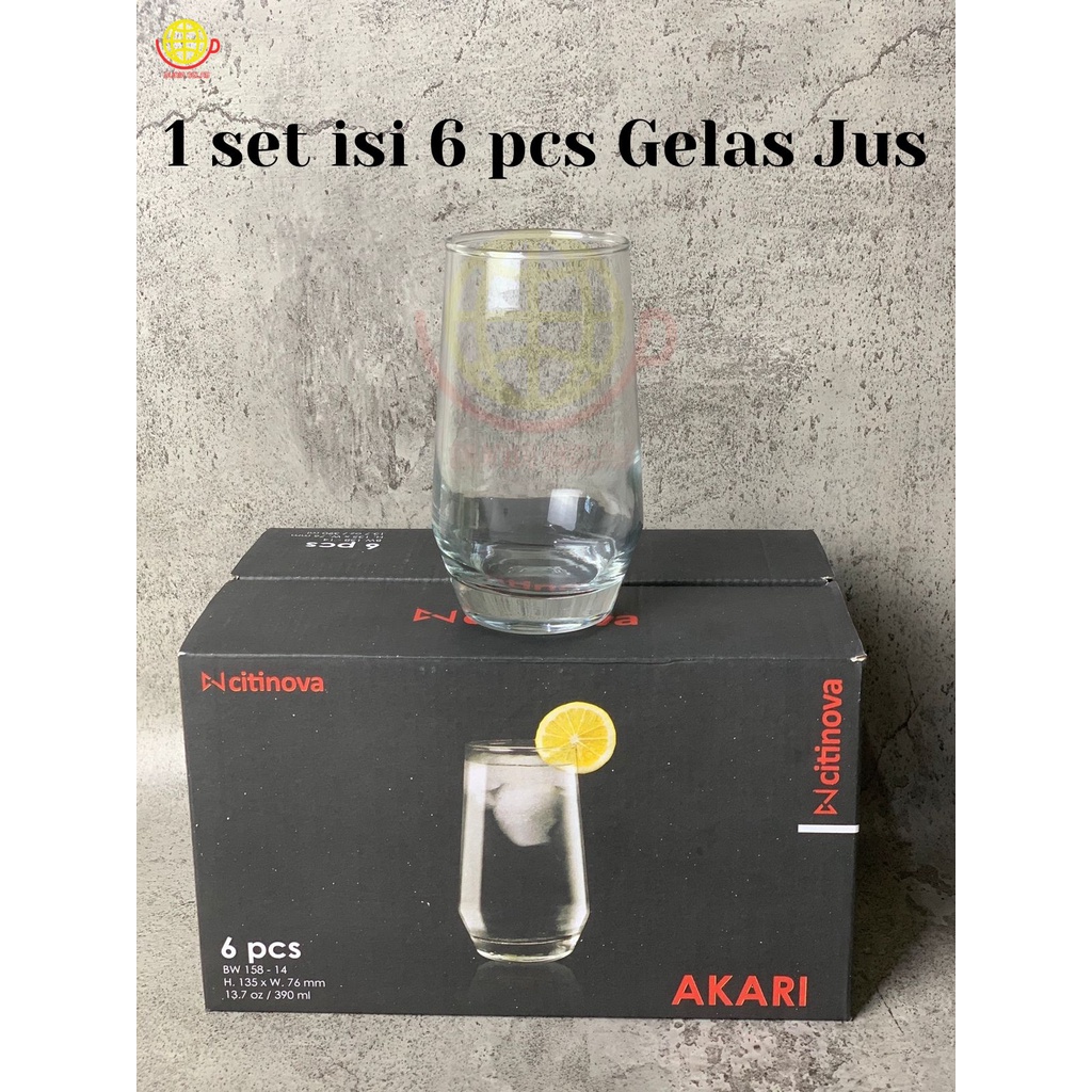 Jual Set Gelas Jus isi 6 buah/Gelas Jus 390ml/Gelas Set Citinova Akari ...