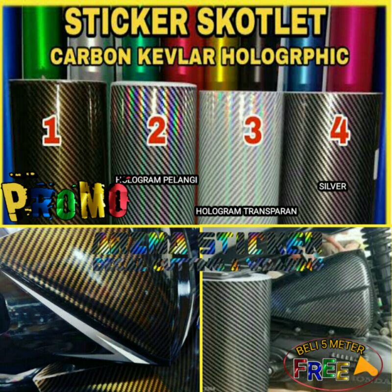 Jual Stiker skotlet carbon kevlar /skotlet karbon kevlar hologram ...