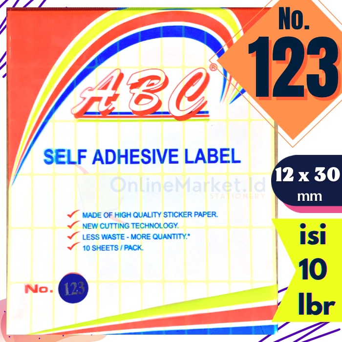 Jual Sticker Label ABC no 123/ Self Adhesive Label 123 | Shopee Indonesia