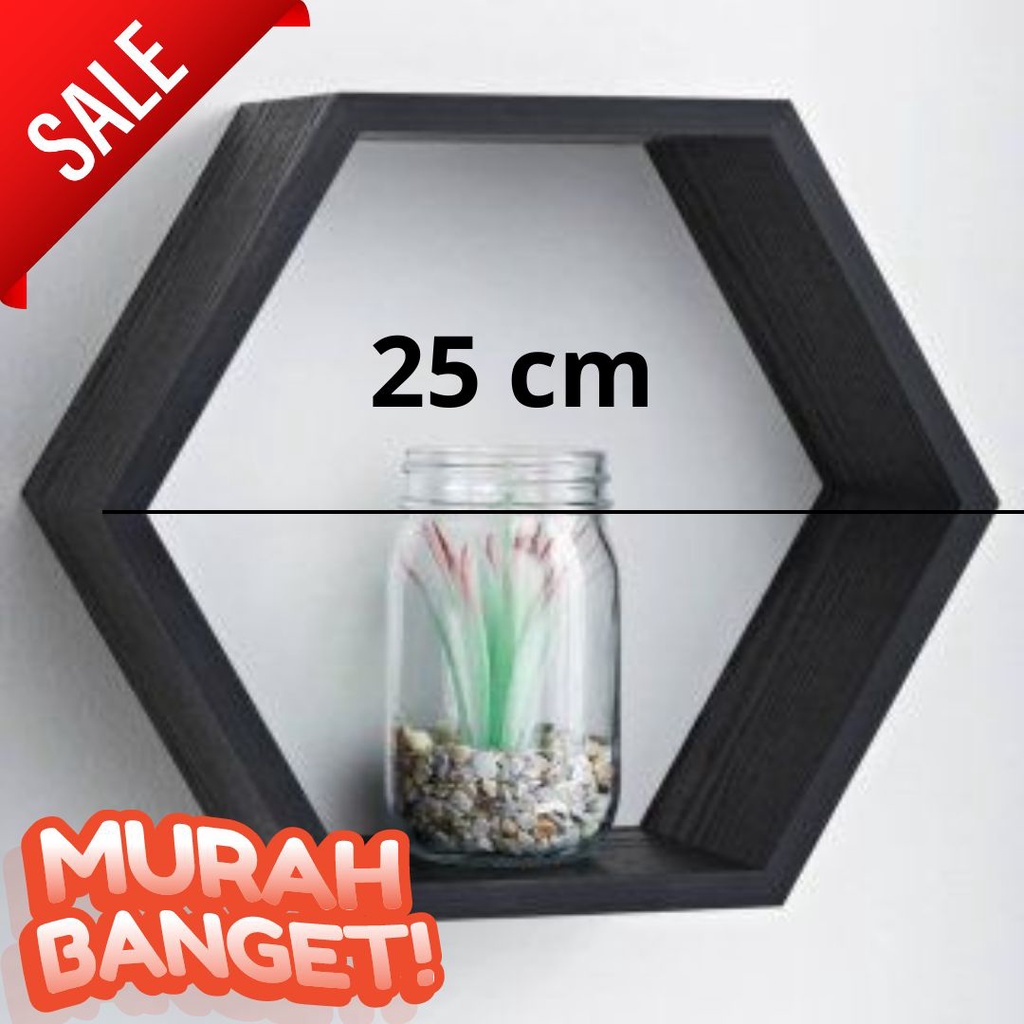 Jual Rak dinding Hexagonal segi enam kayu tempel dinding minimalist ...