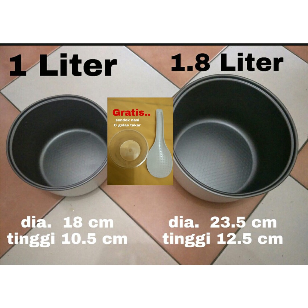 Jual panci magicom 1,8 dan 1 liter teflon - panci rice cooker - panci ...
