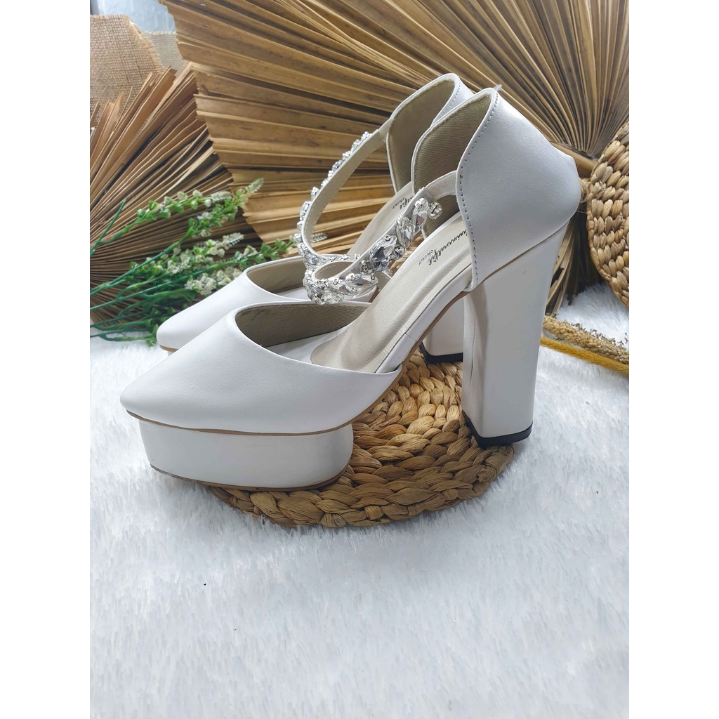 Jual Sepatu wedding cantik Mikhayla putih hak tinggi 12 cm | Shopee ...