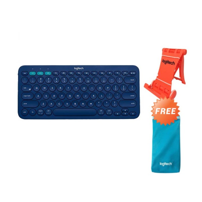 Jual Logitech K380 Multi Device Blue Bluetooth Keyboard + Pouch ...