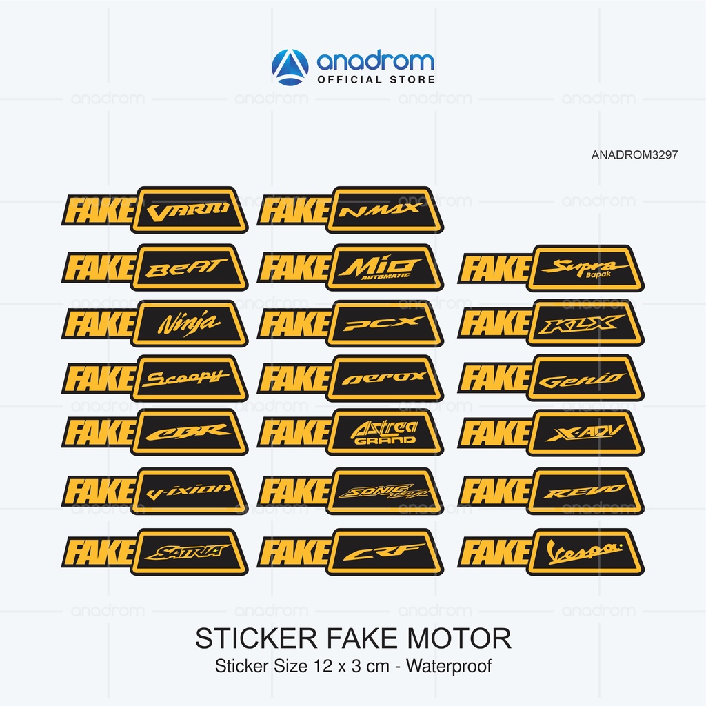 Jual Sticker Fake Motor I Sticker Sepeda Motor I Anadrom 3297 | Shopee ...