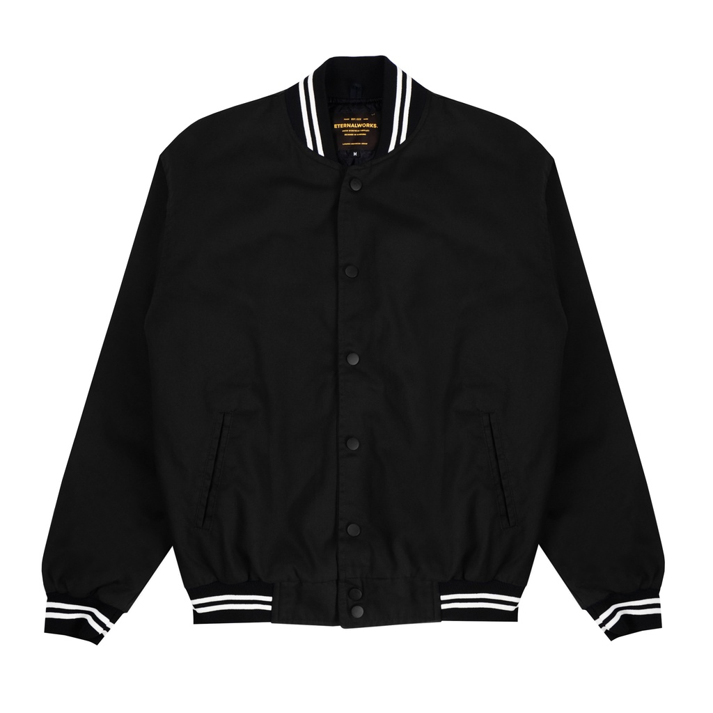 Jual MELTON BLACK BASEBALL JACKET - VARSITY - JAKET BOMBER - VARSITY ...