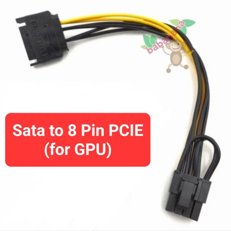 Jual Kabel sata to 8 pin pcie riser gpu vga mining cable adapter power ...