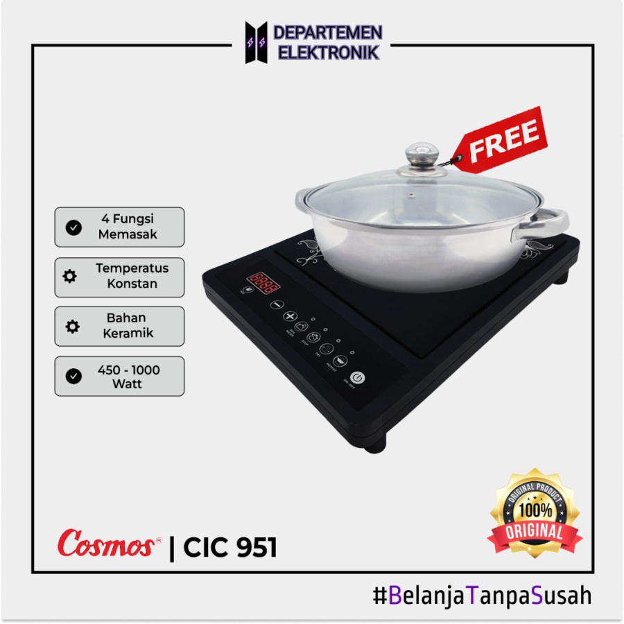 Jual KOMPOR INDUKSI COSMOS 4 IN 1 / COSMOS CIC 951 [FREE PANCI STAINLESS] | Shopee Indonesia
