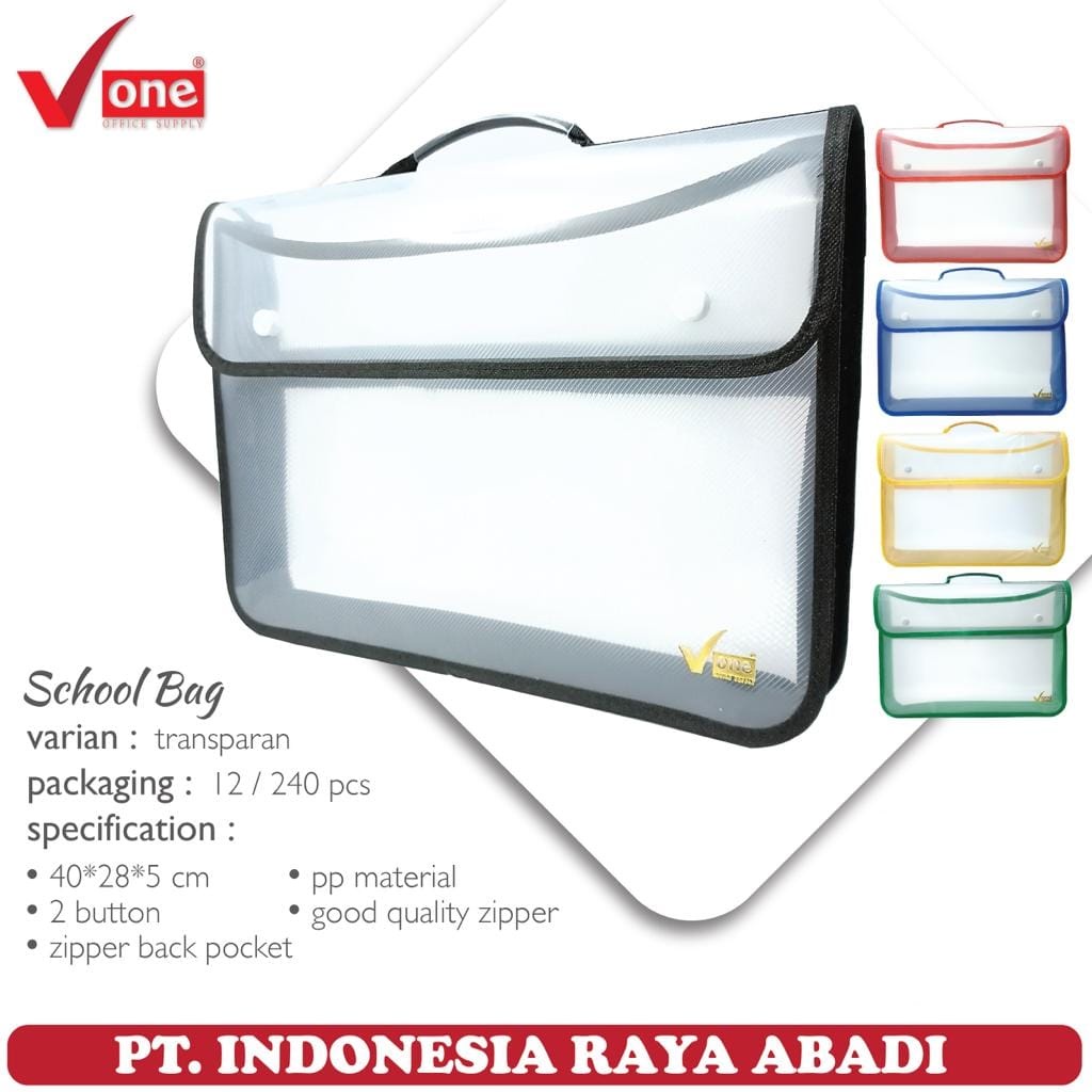 Jual School Bag Transparan / Map Kancing / Tas Berkas / Tas Jinjing ...