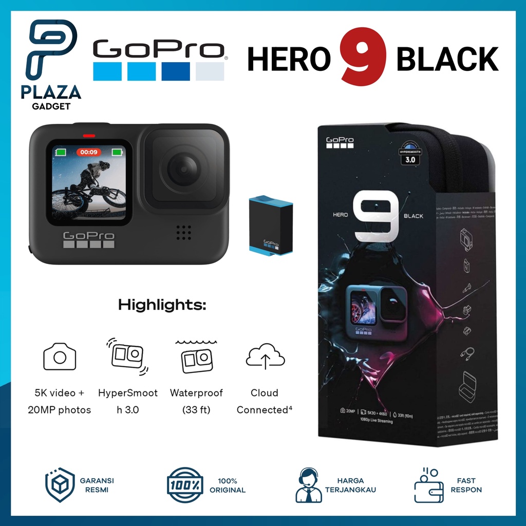 Jual Action Cam GoPro Hero 9 Black Edition Kamera Action HyperSmooth 3.0 Garansi Resmi 1 Tahun ...
