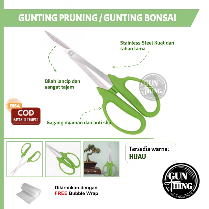 Jual Gunting BONSAI Hijau / Gunting Pruning Hijau - Bunga 210mm ...
