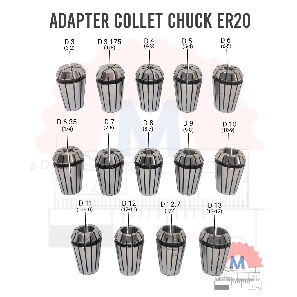 Jual ER20 Spring Collet Adapter collet chuck ER 20 Collet CNC | Shopee ...