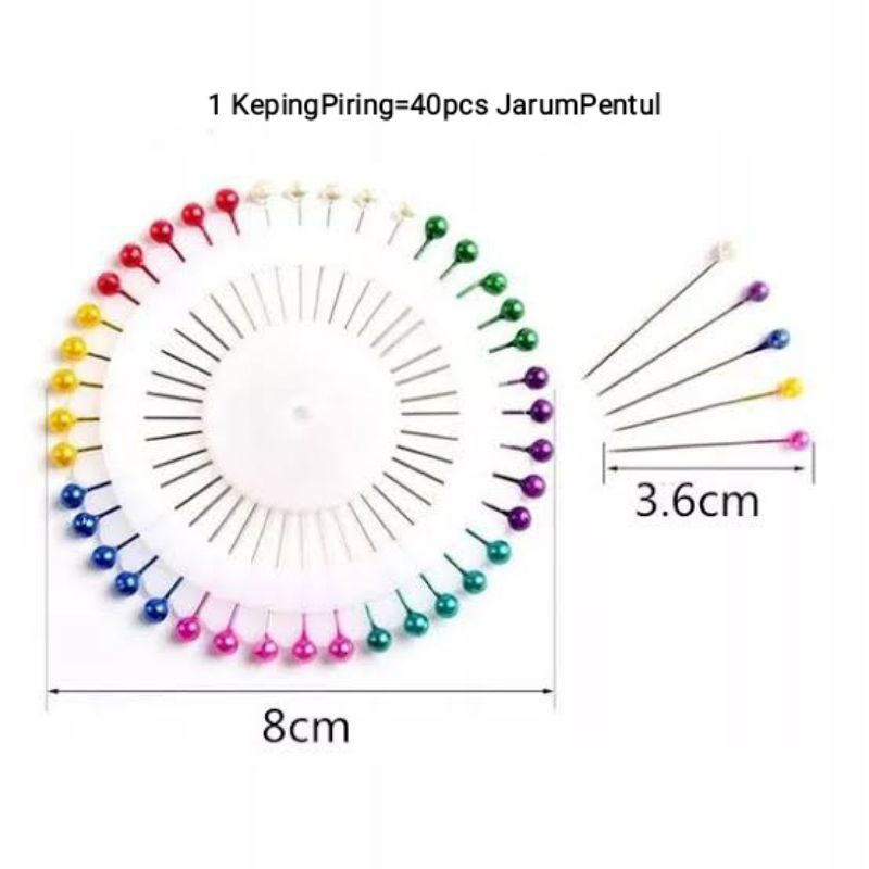 Jual Jarum Pentul Piring Bulat Warna Warni Jahit Piringan Straight Pin ...