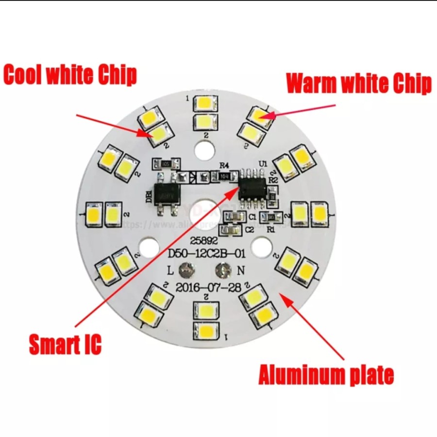 Jual lampu LED 220v 3warna diy / lampu LED 3mode white warm white ...