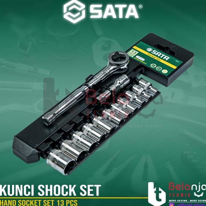 Jual Sata Hand Socket Set 13 Pcs 1/4 Inch 6 PT Kunci Shock Sock Sok ...