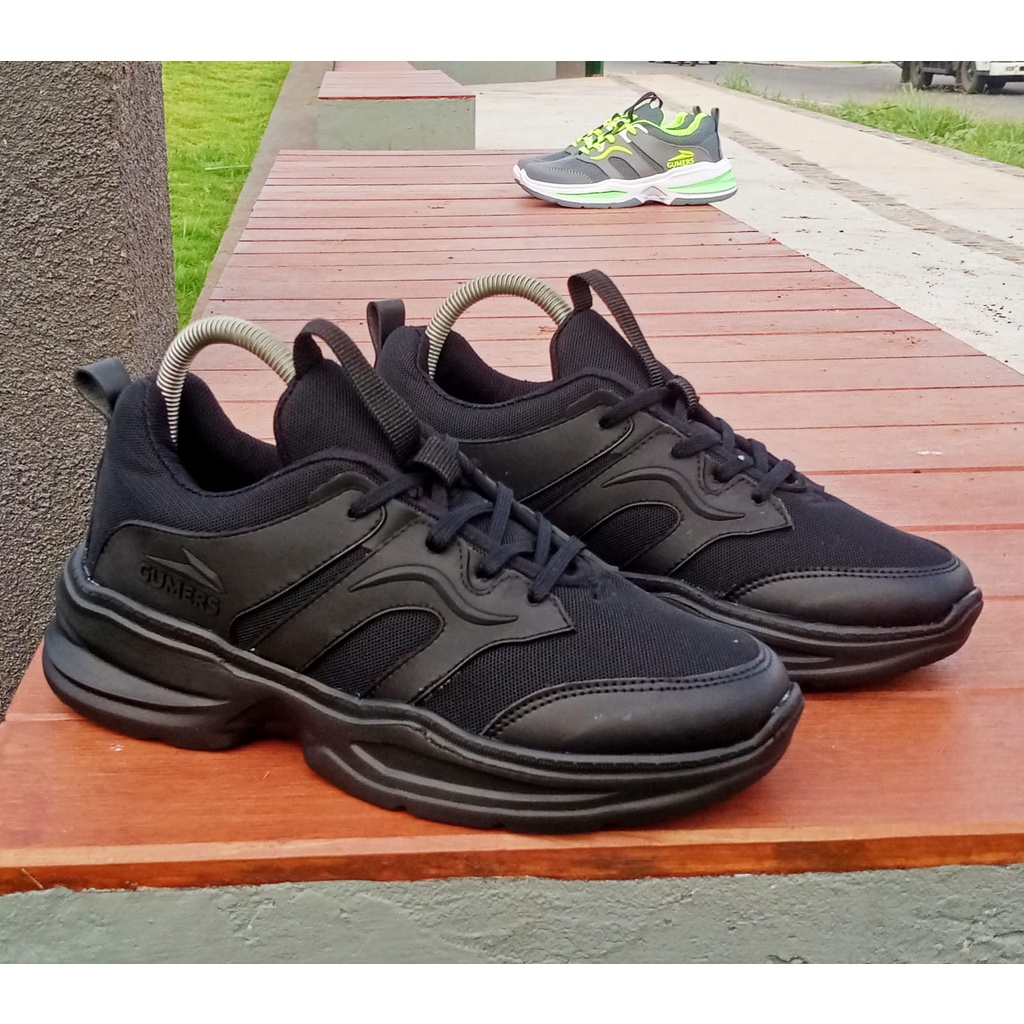 Jual SEPATU SNEAKERS PRIA WANITA SEPATU HITAM POLOS SEKOLAH KERJA OLAHRAGA BASKET VOLY LARI FULL ...