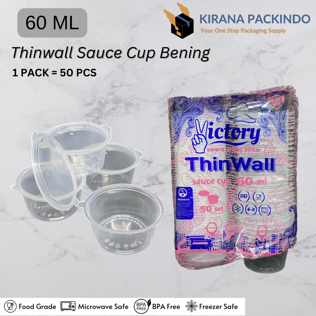 Jual Thinwall Victory Sauce Cup 60ML 50pcs / Tempat Saus Sambal & Kecap 60 ml | Shopee Indonesia