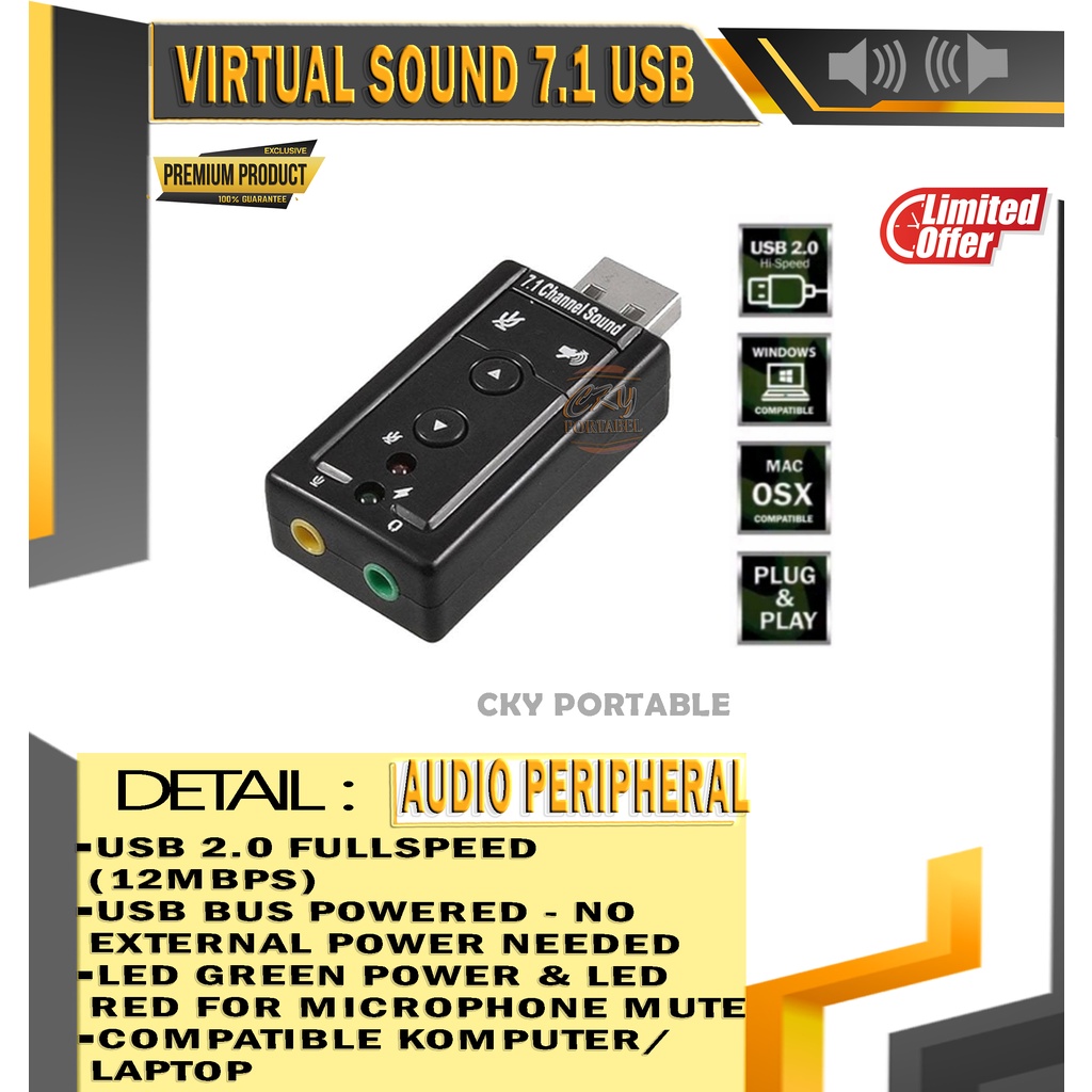 Jual USB SOUND VIRTUAL 7.1 CHANNEL SOUND ADAPTER | Shopee Indonesia