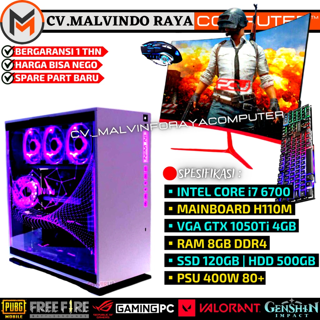 Jual PC Gaming Fullset Core i7 6700 VGA GTX 1050ti 4Gb Ram 8Gb DDR4 SSD ...