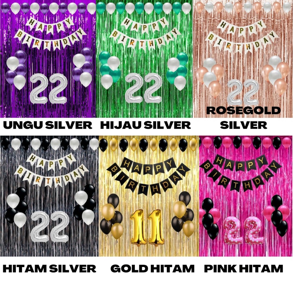 Jual [PAKET] Dekor Ulang Tahun Simple Balon Happy Birthday Dekor Simple ...