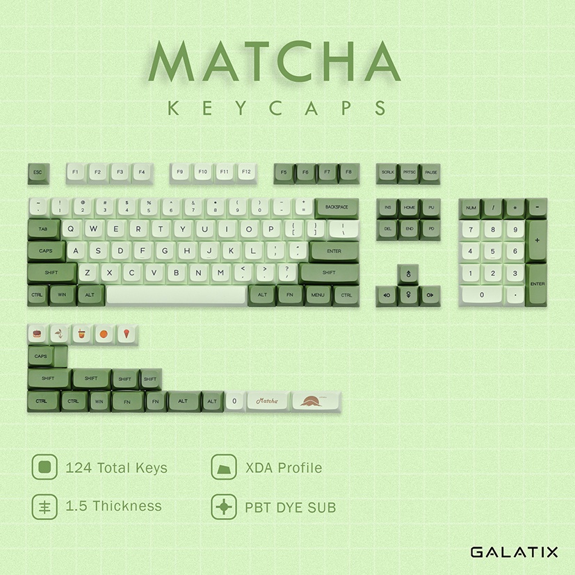 Jual Keycaps Matcha XDA Profile Keycap Hijau Green For Mechanical ...