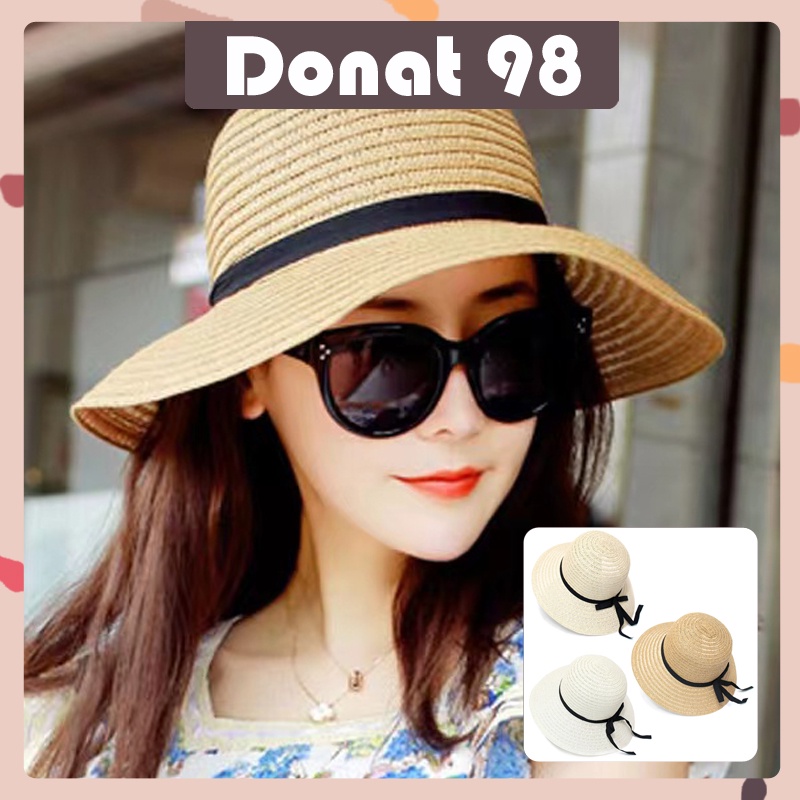 Jual Topi Pantai Bahan Jerami Wanita Musim Panas Pelindung Matahari | Shopee Indonesia