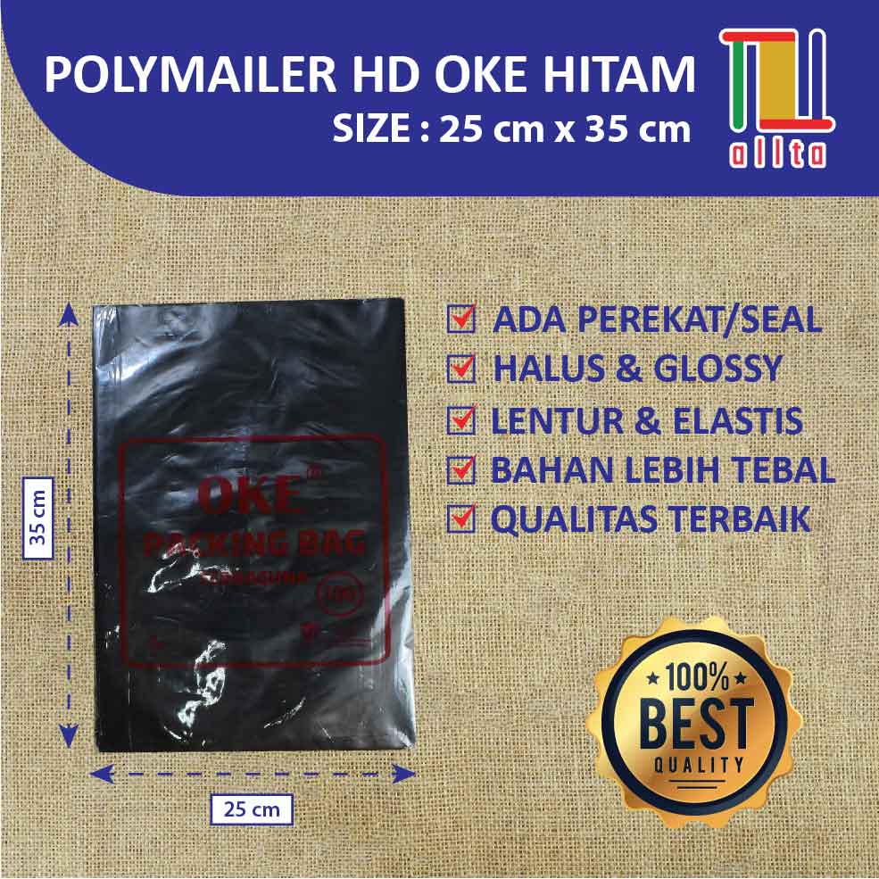 Jual Plastik Packing HD OKE Tanpa Plong/Pon Oval 25X35 - HITAM 40MIC ...