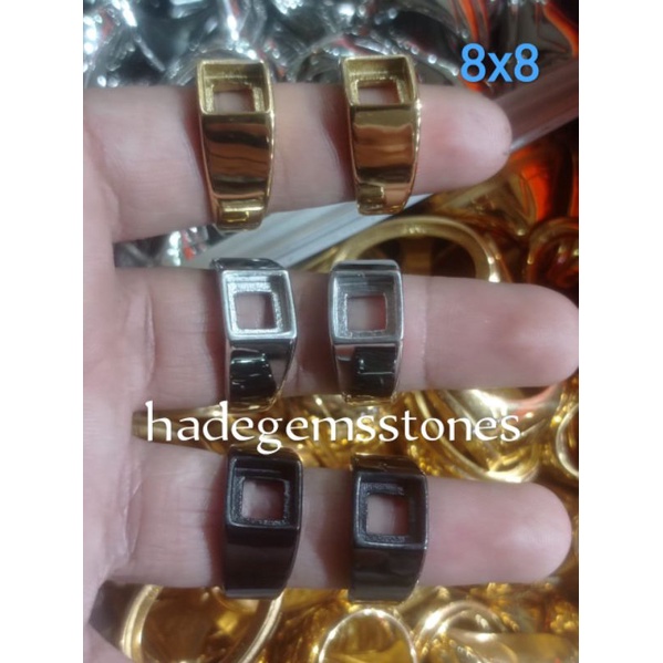 Jual ring emban titanium super kualitas model kotak dim 8x8 | Shopee ...