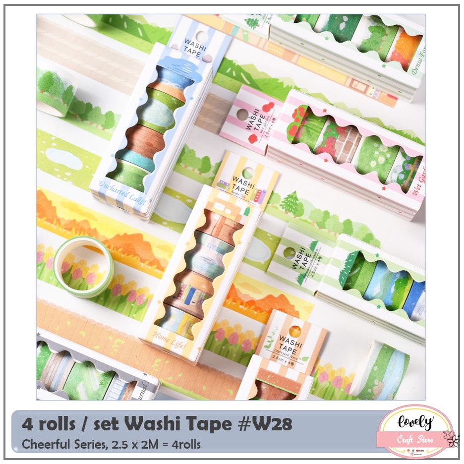Jual LovelyCraftStore | Washi Tape W28 ~ 4rolls/set Selotip Kertas Art ...