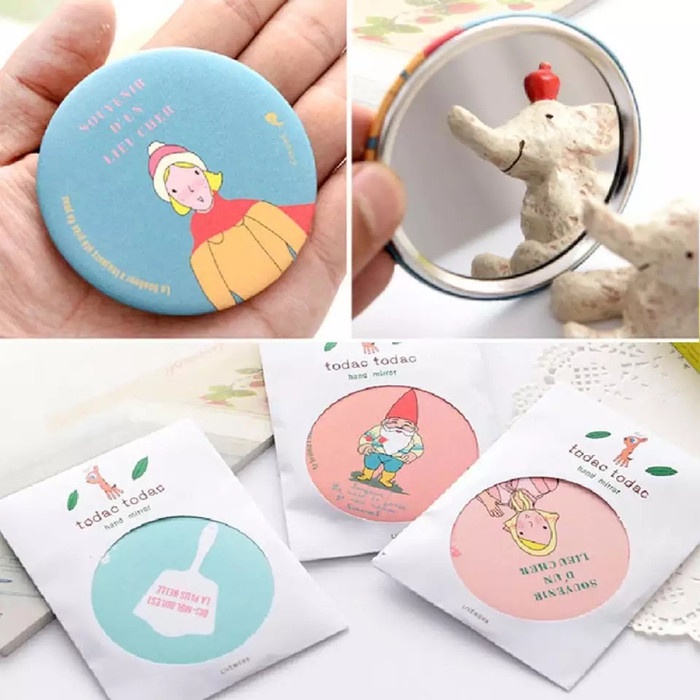 Jual Kaca Makeup Mini Bulat Karakter Cermin Dandan Cermin Travel ...