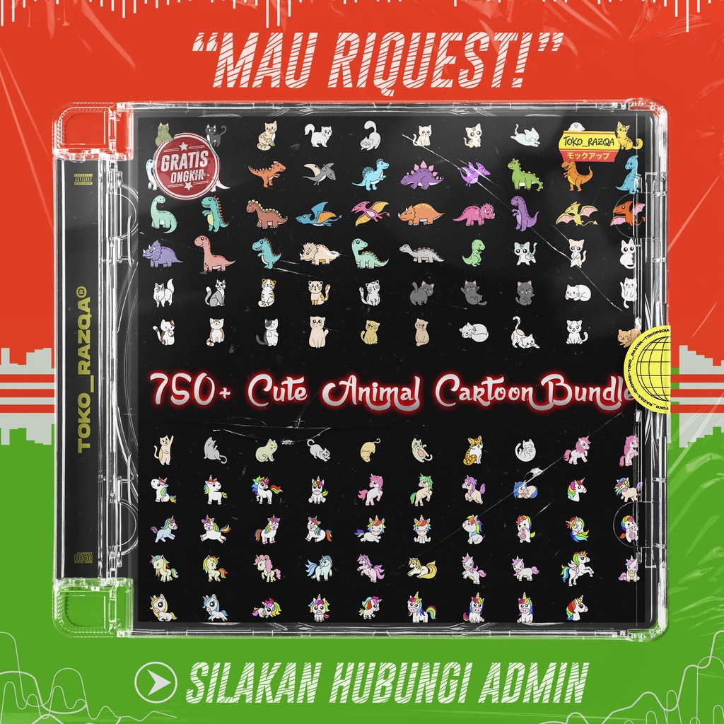 Jual 750+ Cute Animal Cartoon Bundle - Disain Sablon DTF - DTG ...