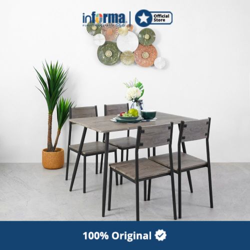 Jual Informa Lexon Set Meja Makan 4 Kursi - Cokelat Tua Dining Table ...