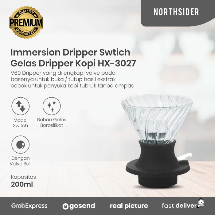 Jual IMMERSION DRIPPER SWITCH 200ML V60 GLASS CLEVER DRIP KOPI YRP ...