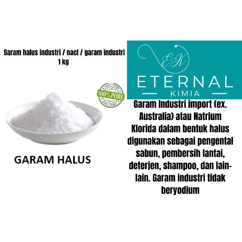 Jual garam halus industri / nacl / garam halus sabun 1 kg | Shopee ...