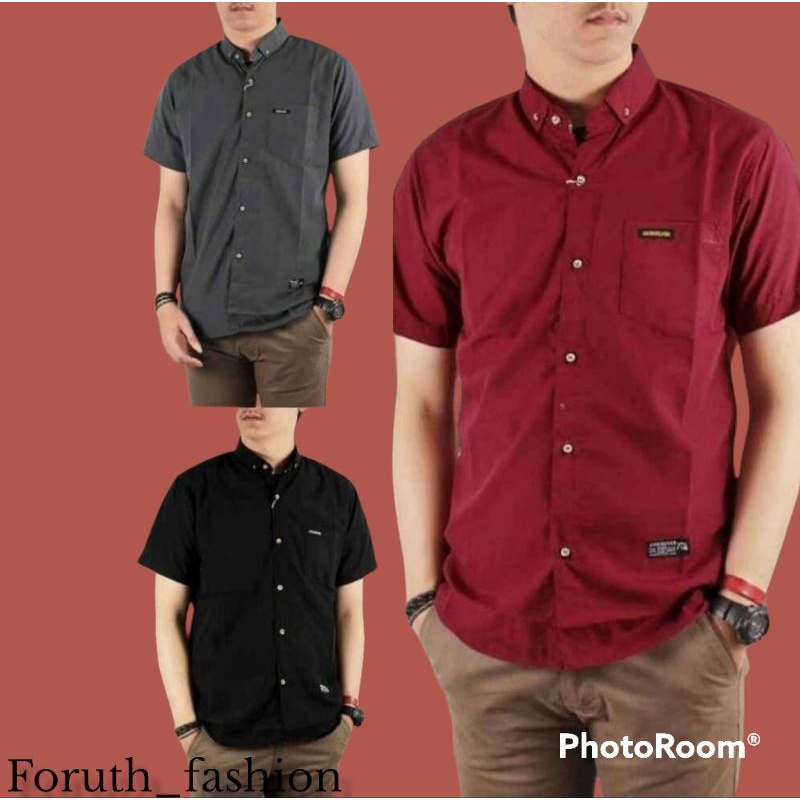 Jual KEMEJA Polos Pria Lengan Pendek Slimfit Kerja Formal Hitam Putih Navy Atasan Hem Cowok Laki ...