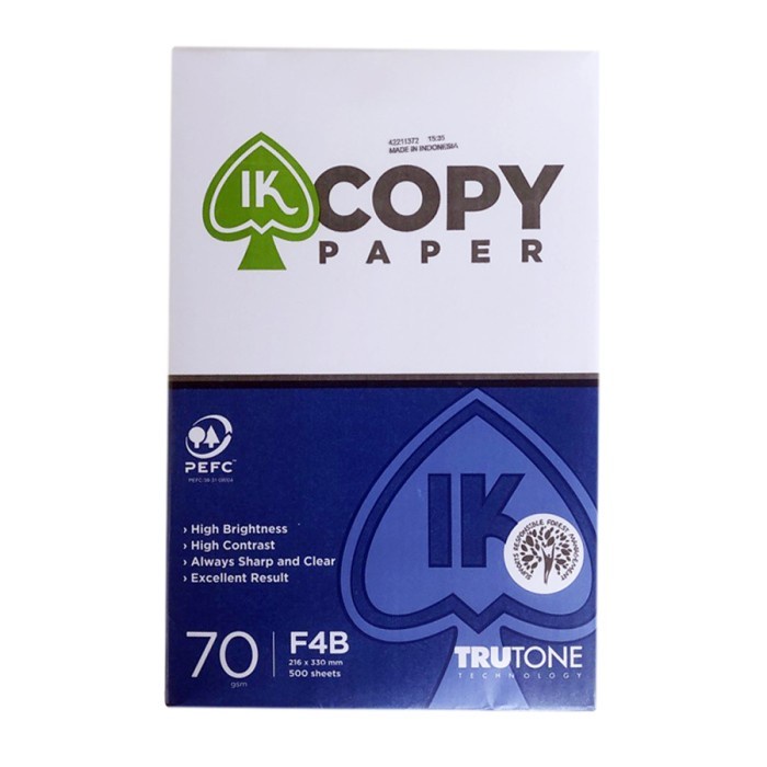 Jual Kertas HVS Folio F4 70gram IK COPY PAPER/Kertas Fotocopy/Office ...