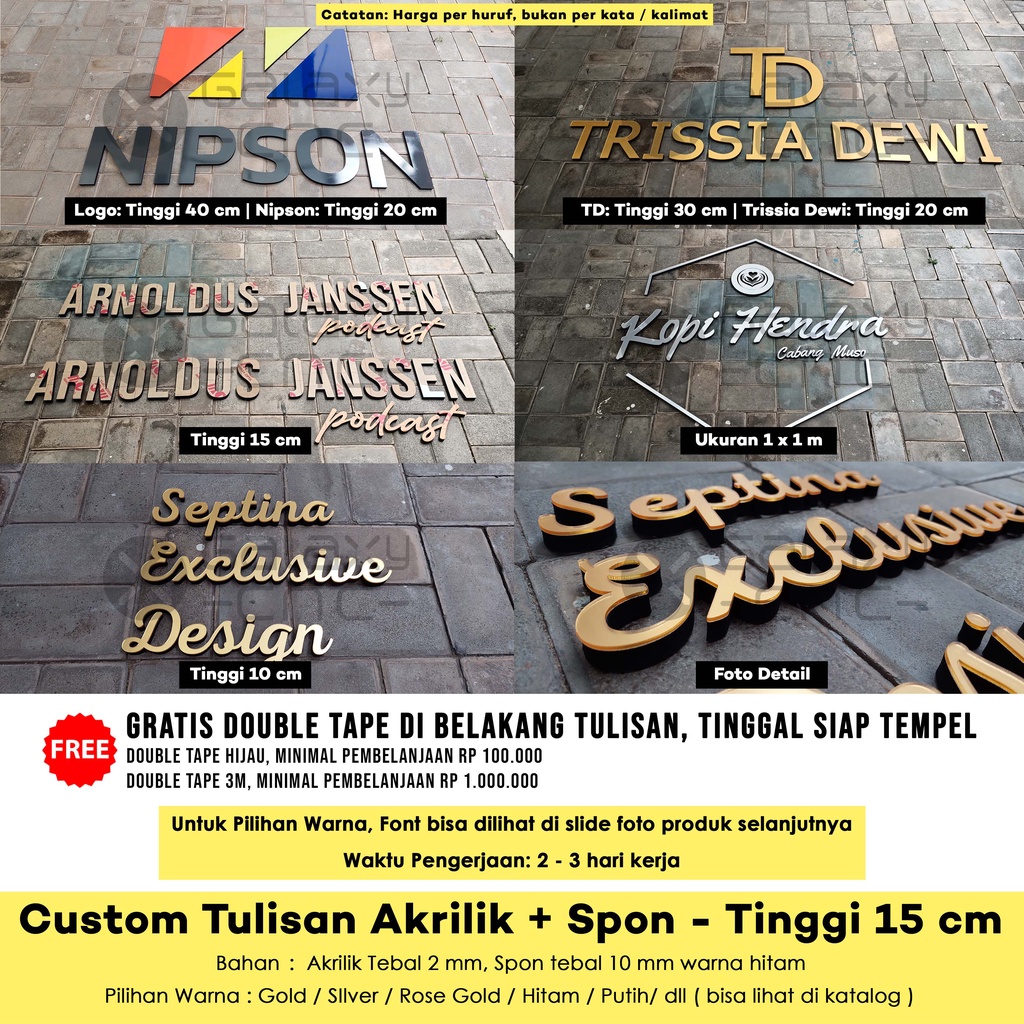 Jual Custom Tulisan Akrilik + Spon - Tinggi 15 cm - Tulisan Custom ...