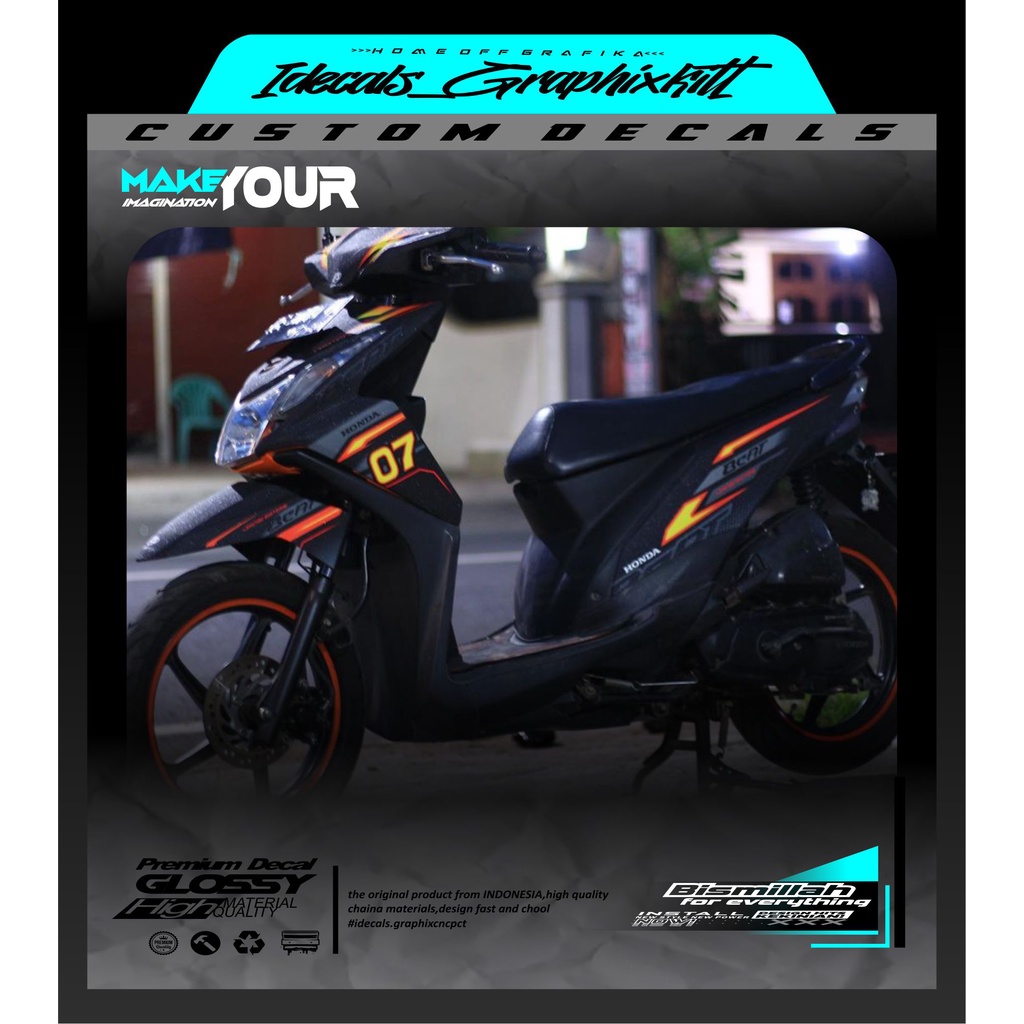 Jual 0426 sticker decals fullbody honda beat fi 2014 tema garis racing ...