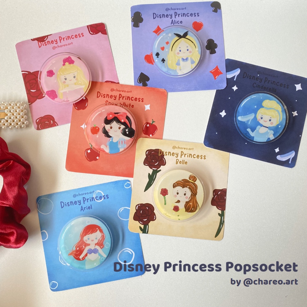 Jual CHAREO ART Acrylic Pop Socket Phone Holder Disney Princess Series ...