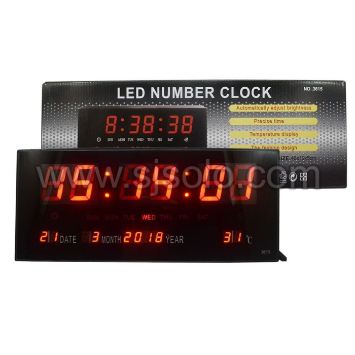 Jual Jam Dinding Digital Meja LED Clock 3615 Merah | Shopee Indonesia